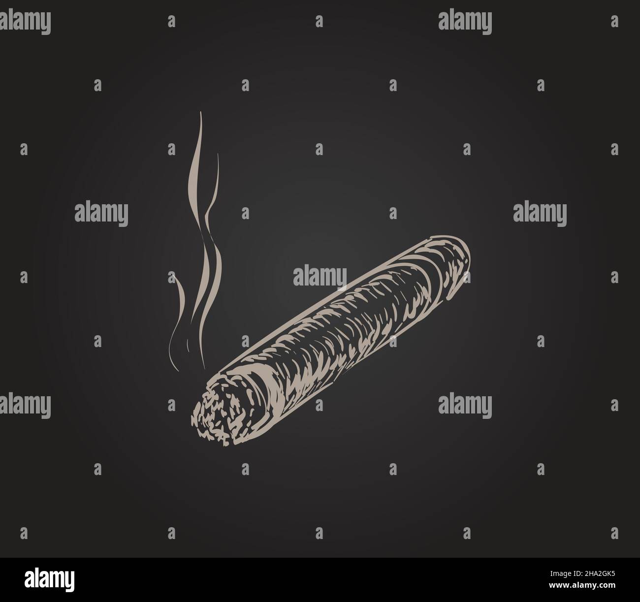 Smoking Cigar Hand Drawn Sketch Vector illustration Stock Vector Image ...
