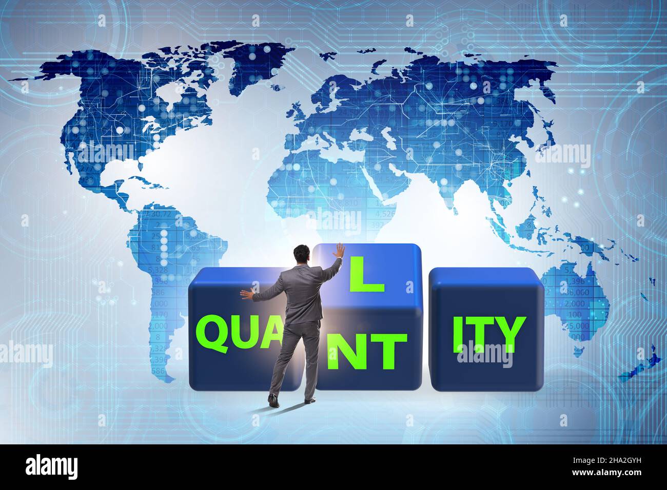 Dilemma of the quantity versus quality Stock Photo - Alamy
