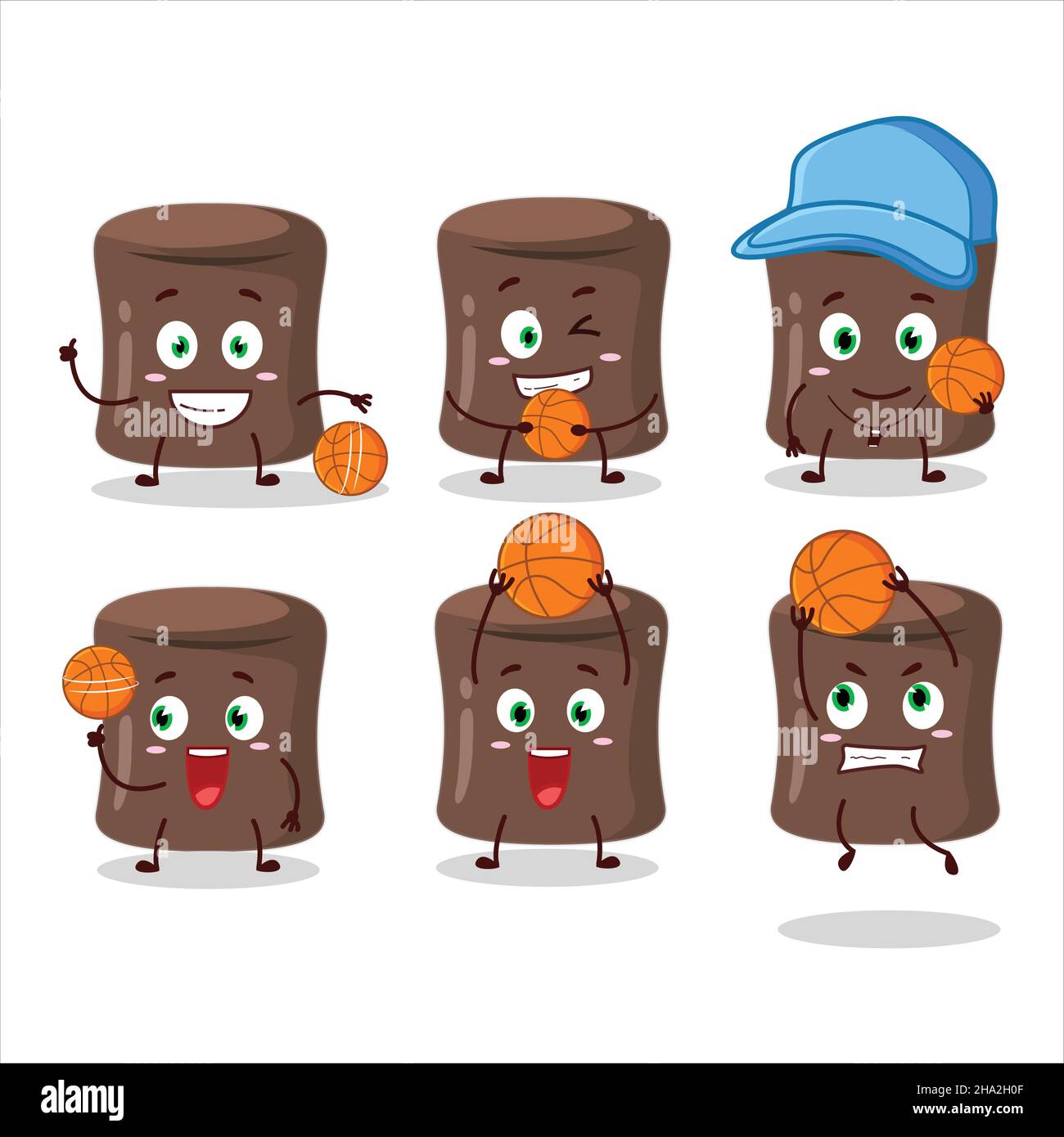 Talented Chocolate Marshmallow Cartoon Character As A Basketball