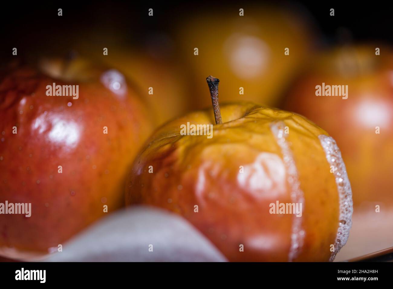 baked apples in the oven close-up, healthy food Stock Photo - Alamy