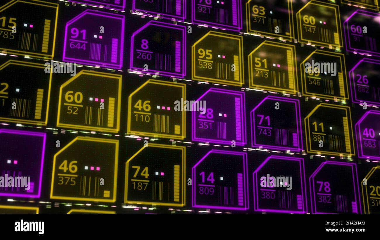 Digital space with computer cells in futuristic style. Animation ...