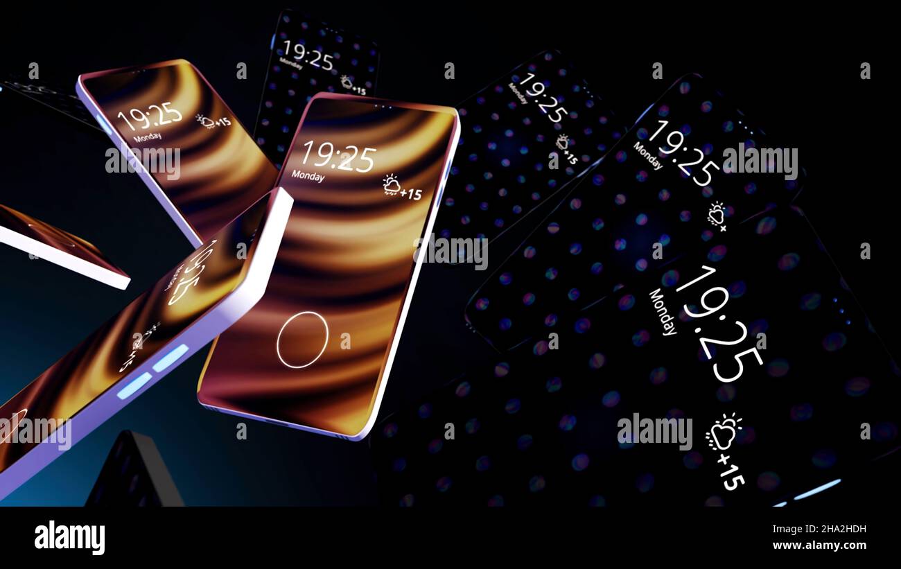 Abstract of smartphones with screen lock. Animation. Animation of ...