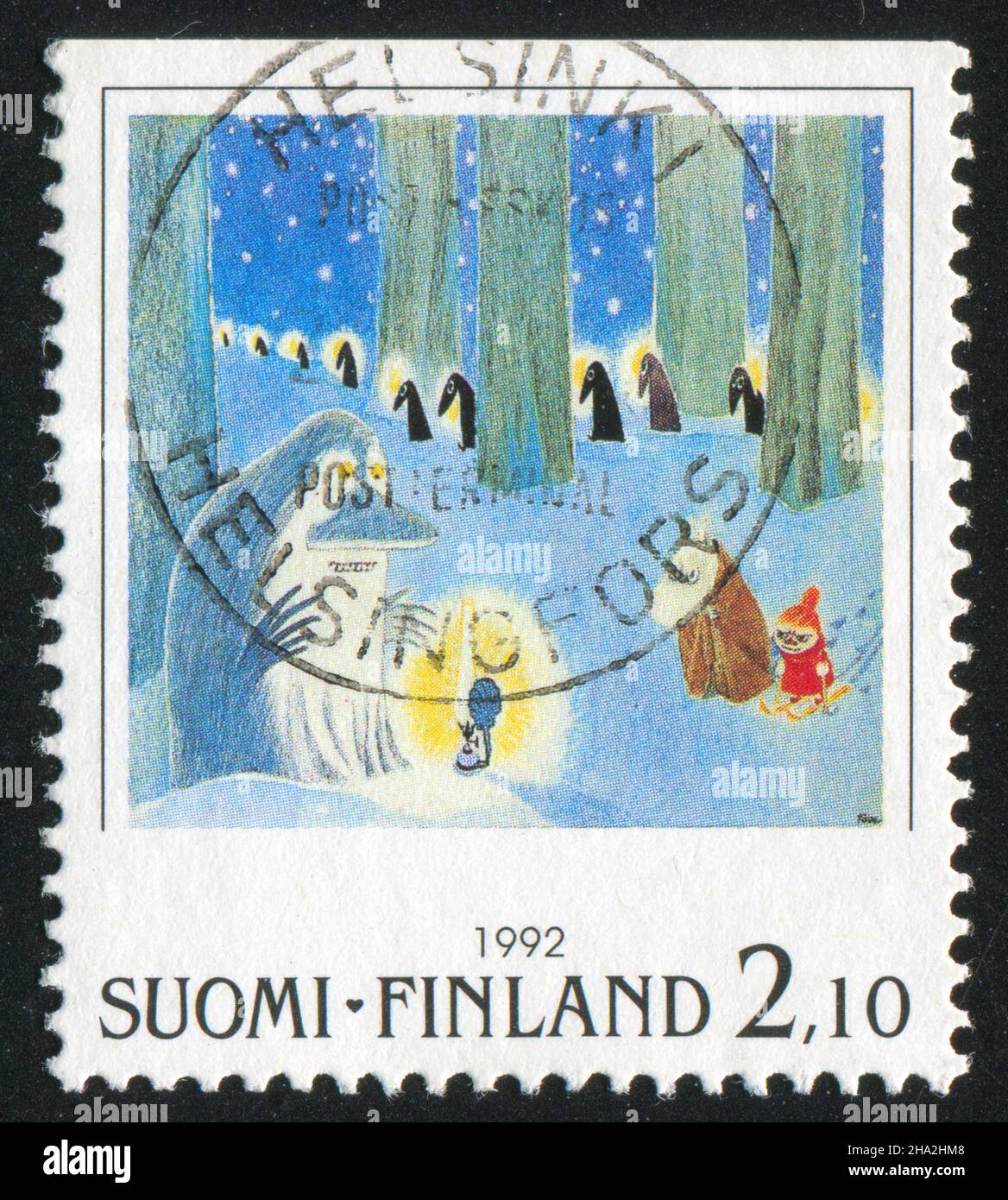 FINLAND - CIRCA 1992: stamp printed by Finland, shows Moomin characters ...