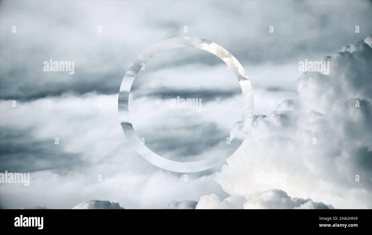 Abstraction cloudy sky with round. Animation of cloudy gray sky with ...