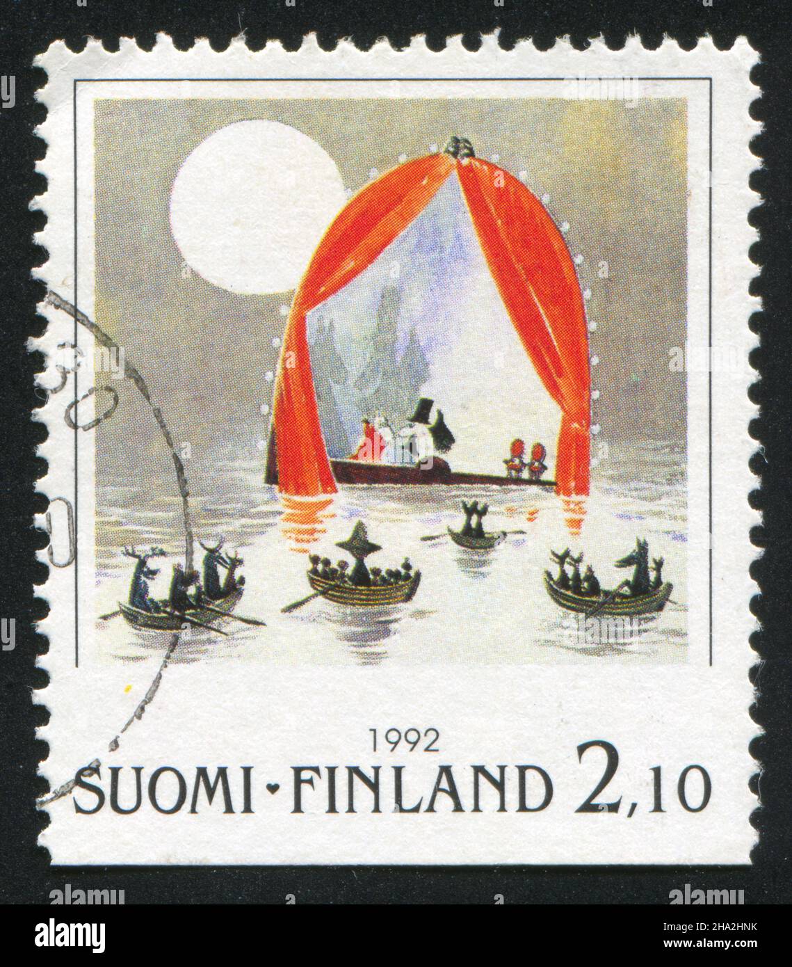 FINLAND - CIRCA 1992: stamp printed by Finland, shows Moomin characters ...