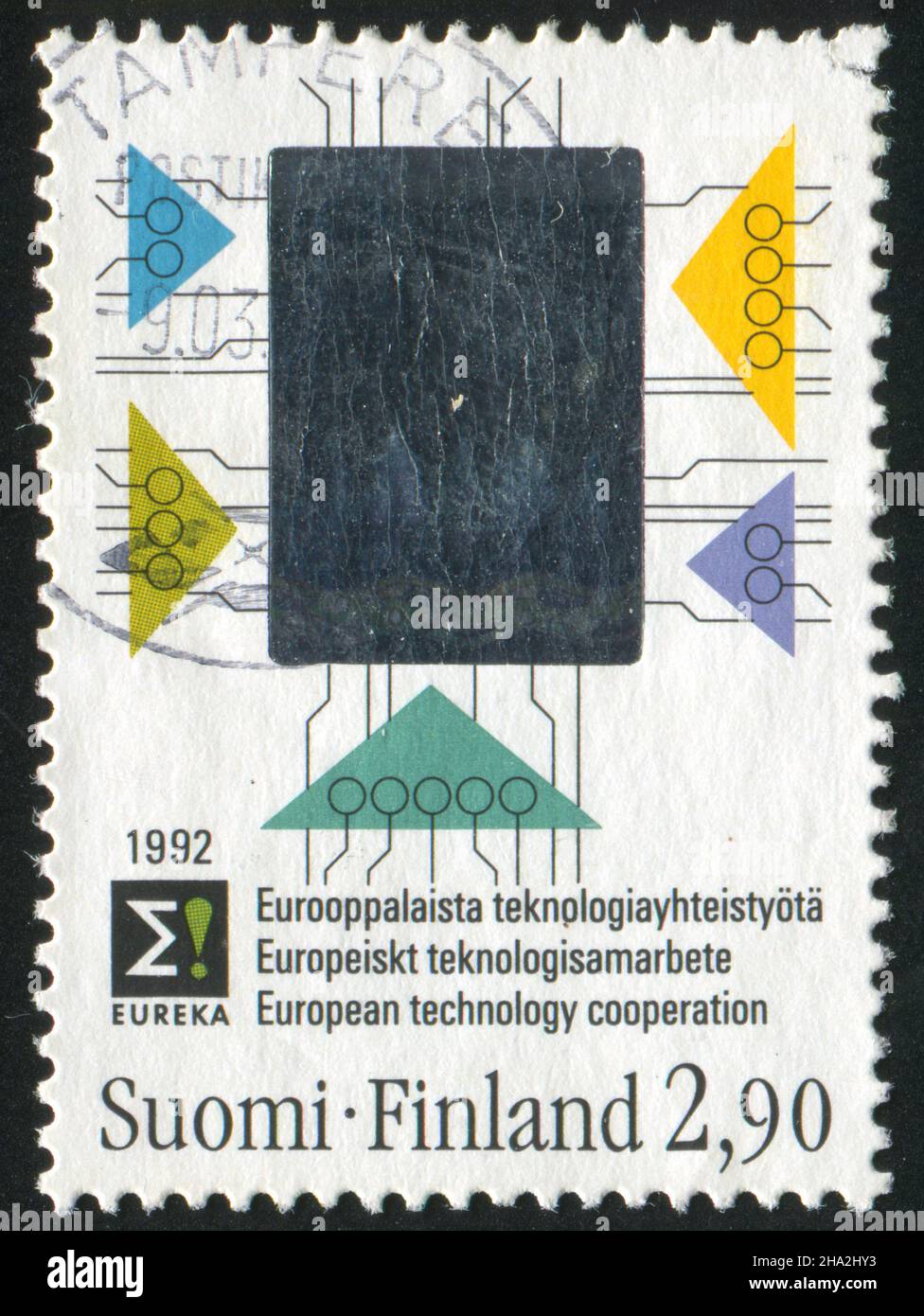 FINLAND - CIRCA 1992: stamp printed by Finland, shows Schematic of ...
