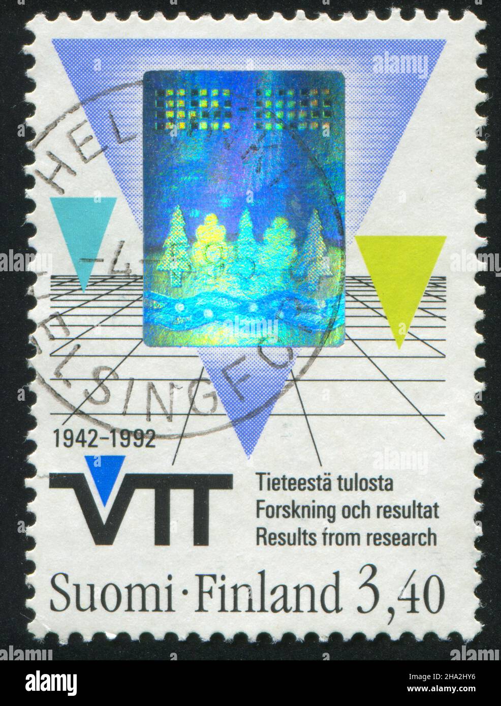FINLAND - CIRCA 1992: stamp printed by Finland, shows Triangles and ...