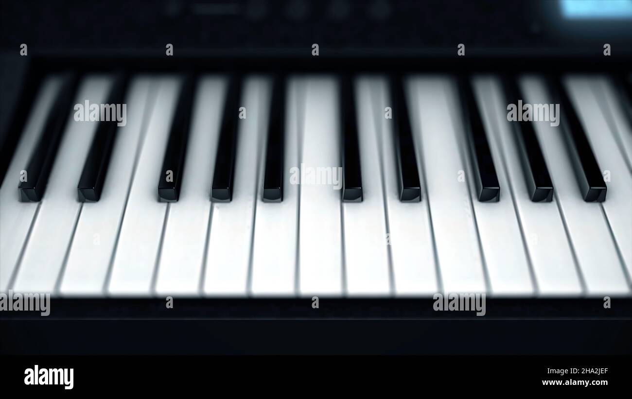 Close-up of electronic piano keys. Smart feed on abstract keys of ...