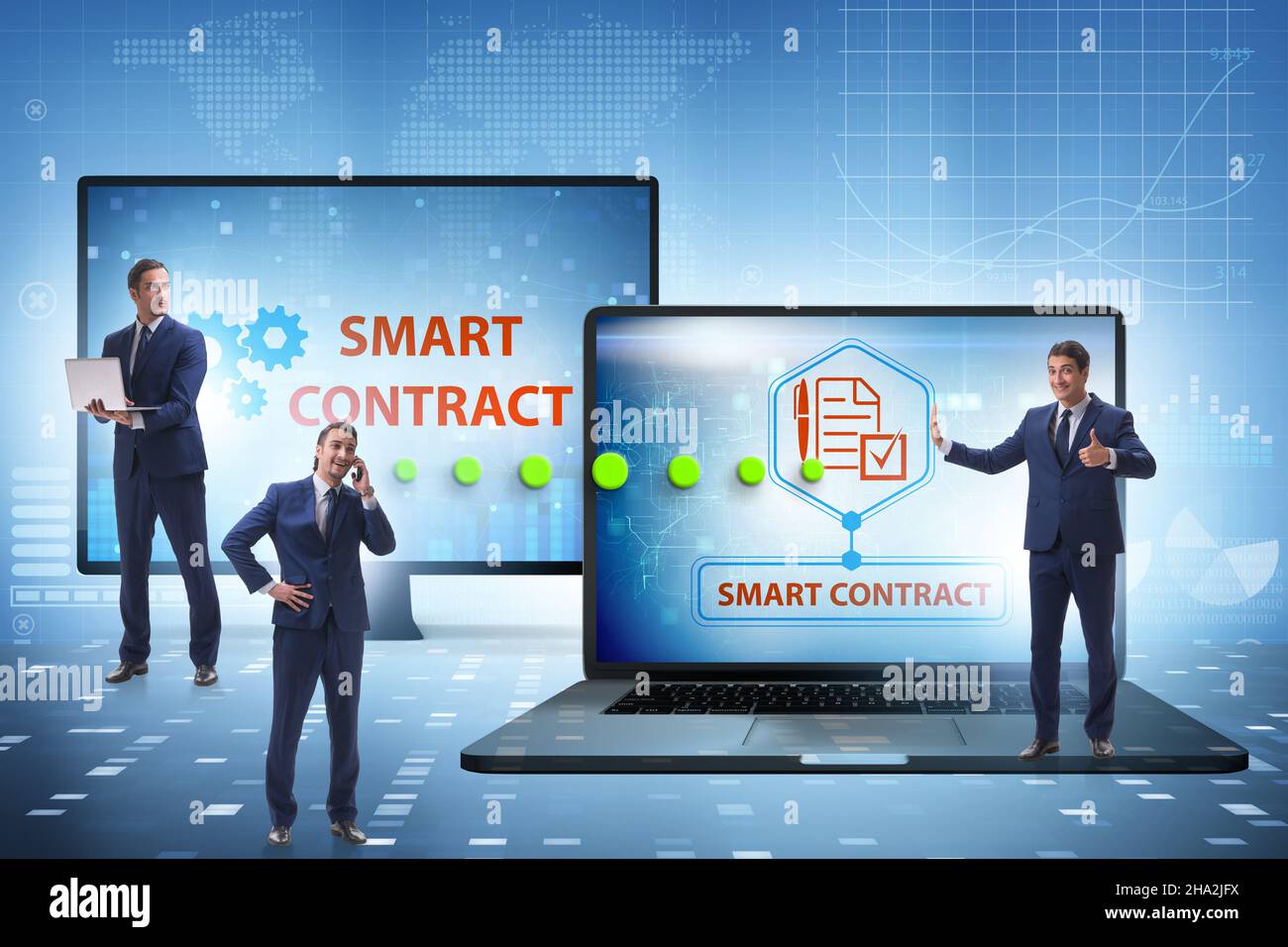 Smart contracts as illustration of the blockchain technology Stock ...