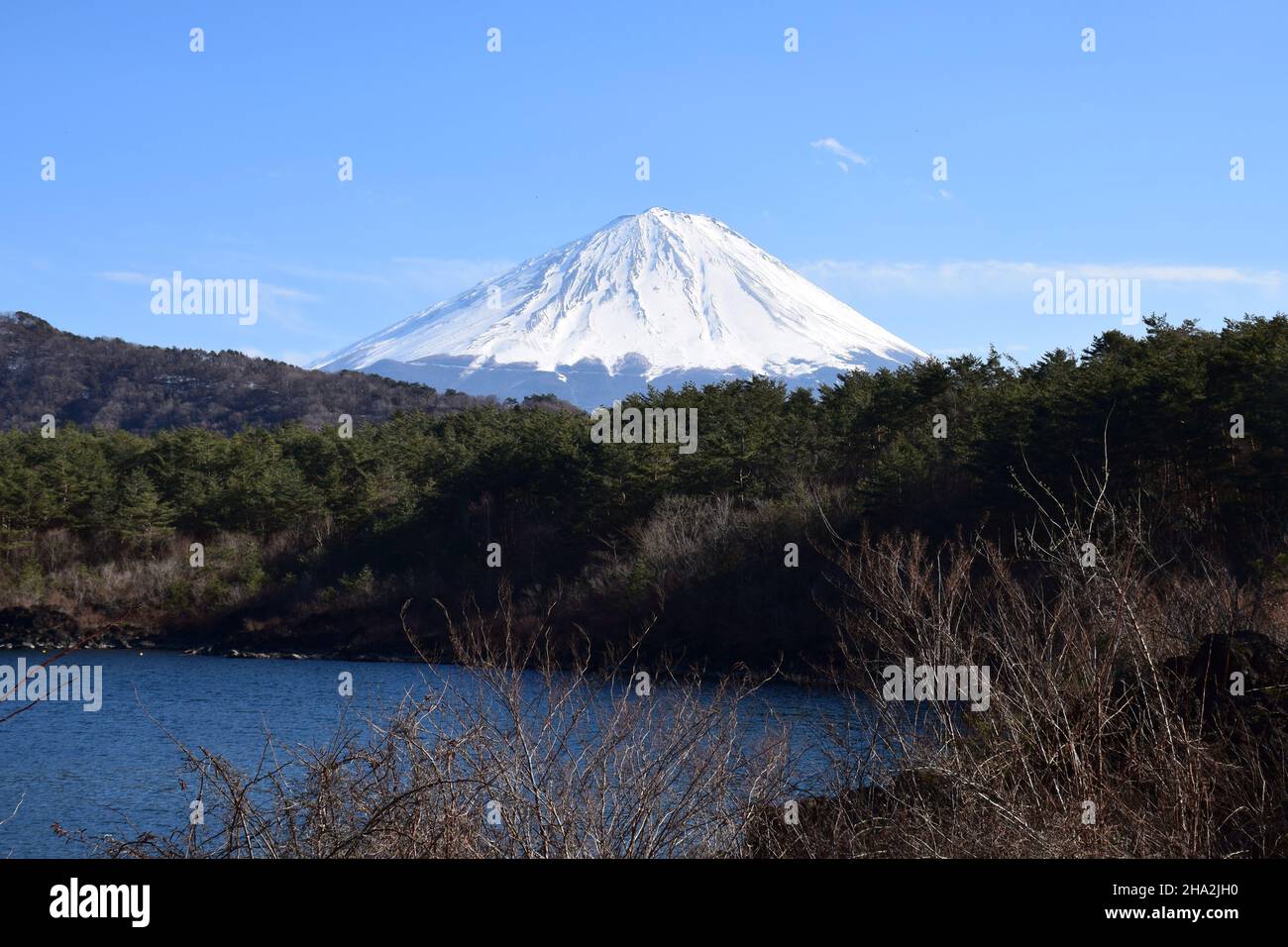 Mt. Fuji with snow cap Stock Photo - Alamy