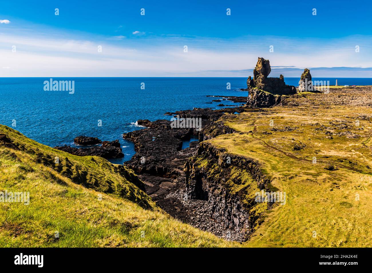 Rock formations and cove at Londrangar Cliffs, Snaefellsnes Peninsula ...