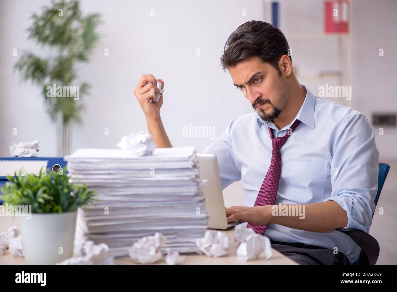 Young businessman employee in rejected ideas concept Stock Photo - Alamy
