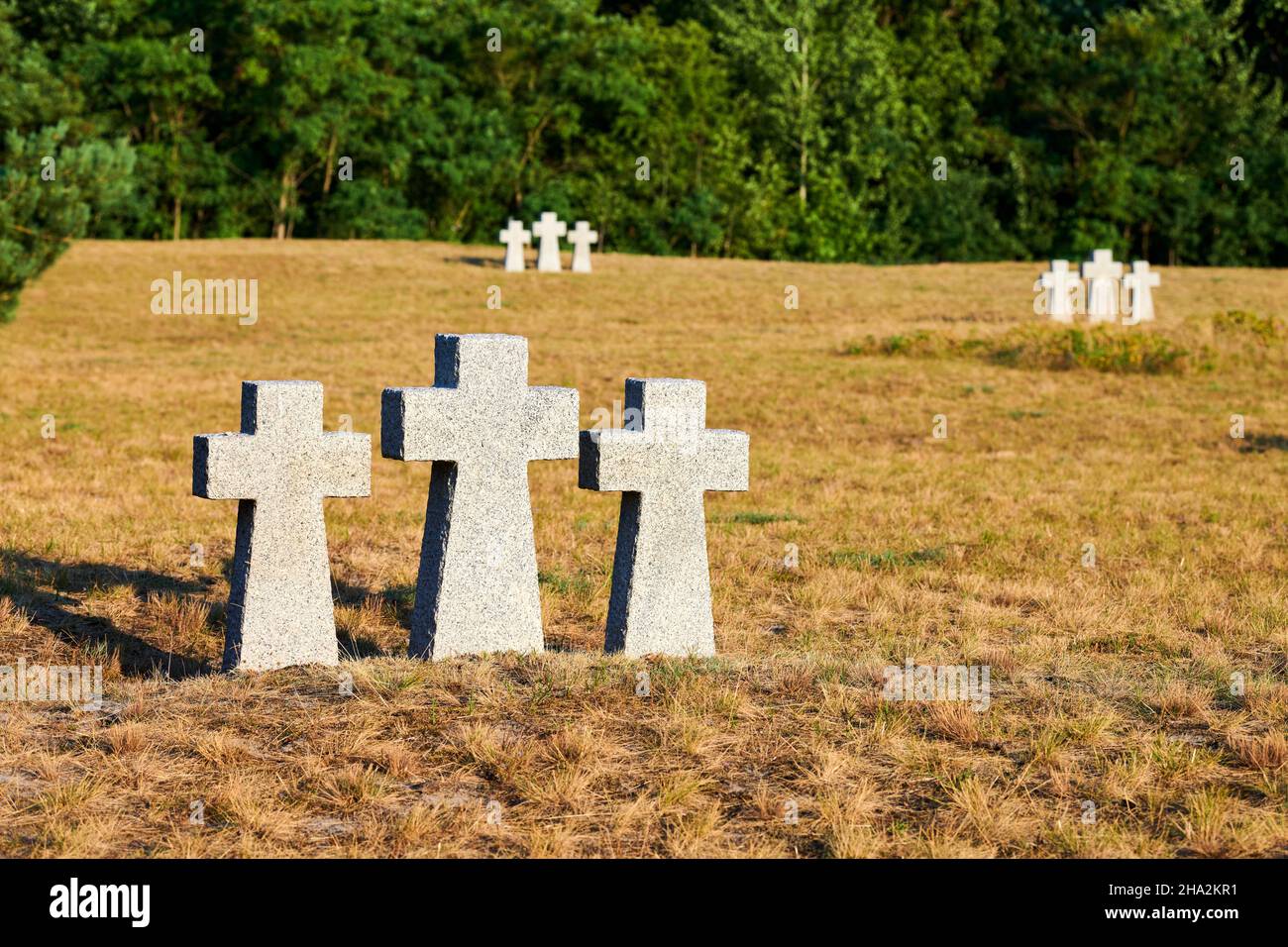 Catholic granite stone crosses in German military cemetery in Europe ...