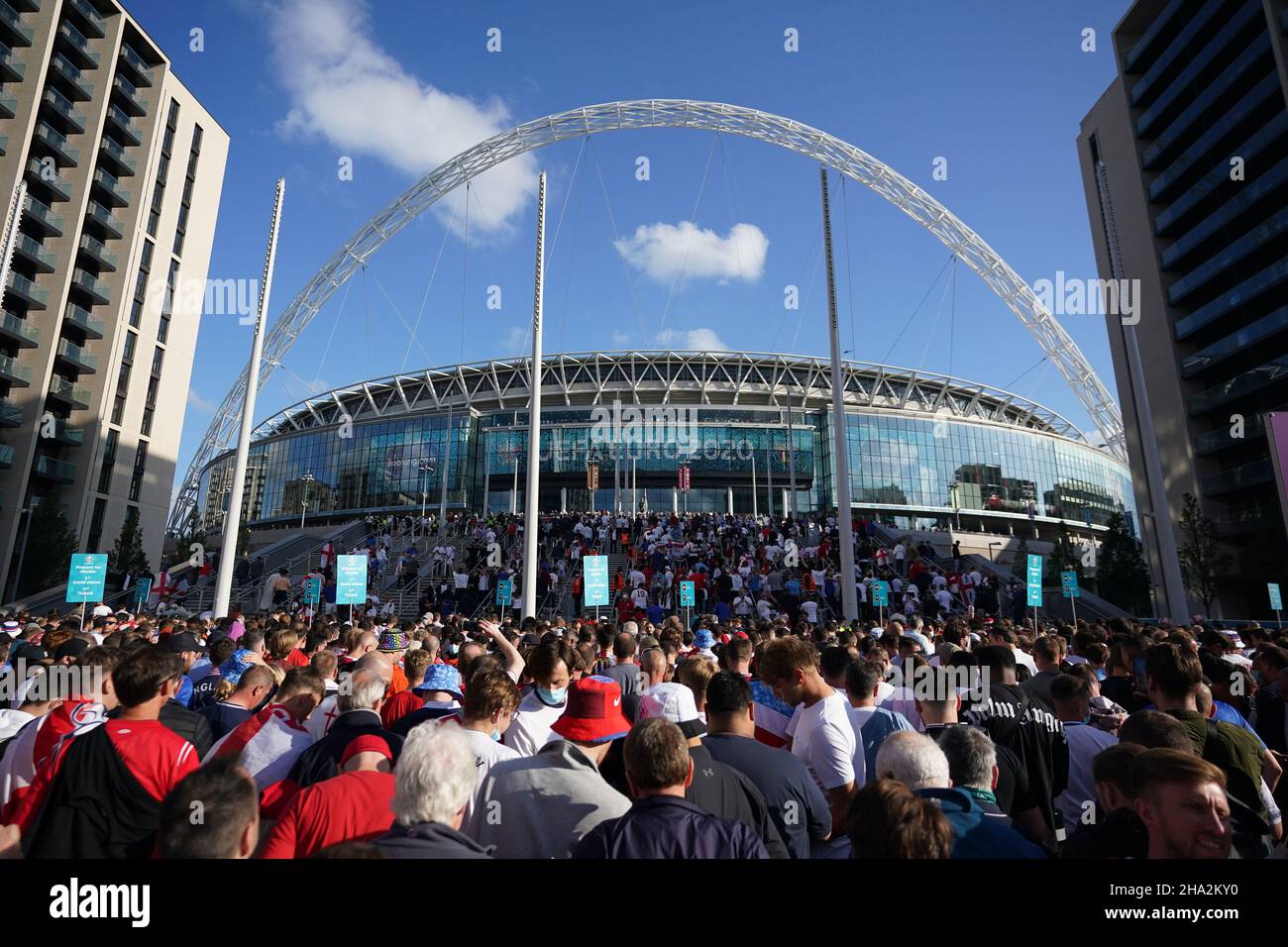 England fans are seen outside of Wembley Stadium ahead of the Euro 2020 ...