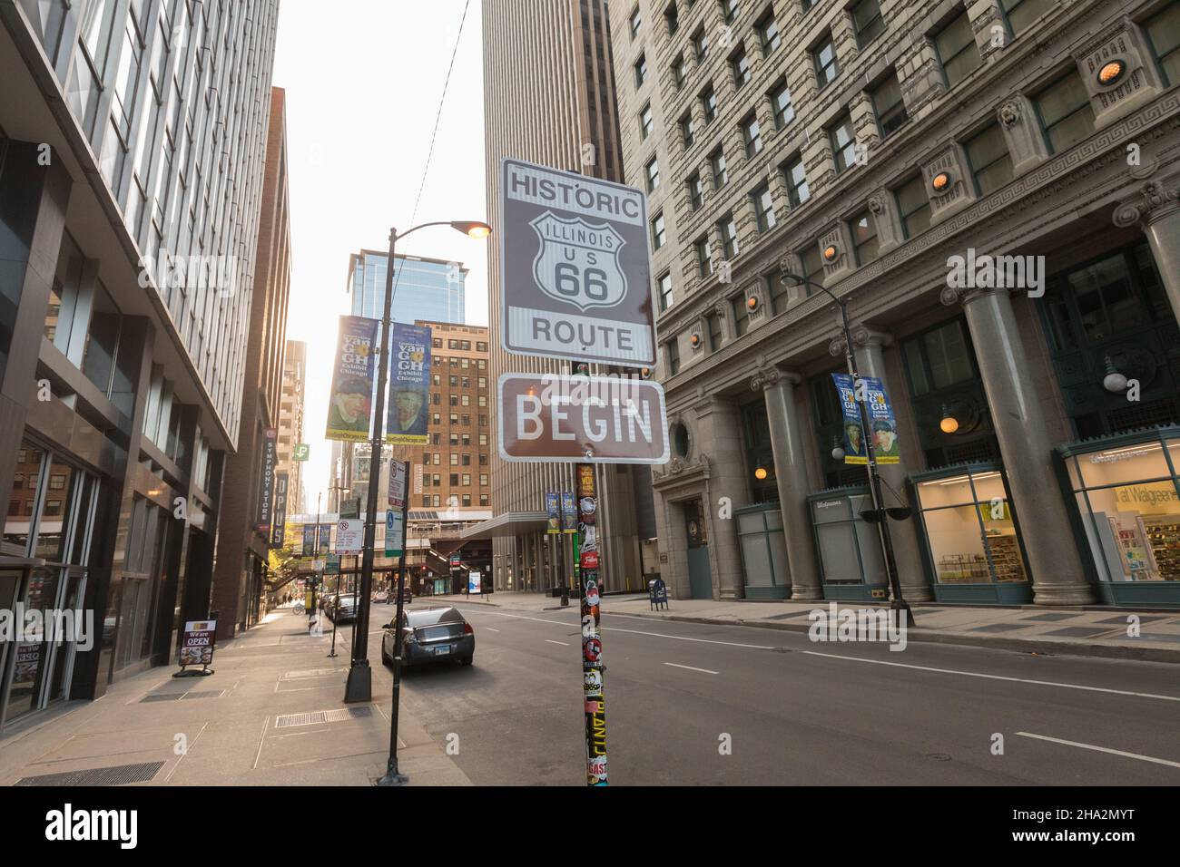 Historic route 66 begin sign hi-res stock photography and images - Alamy