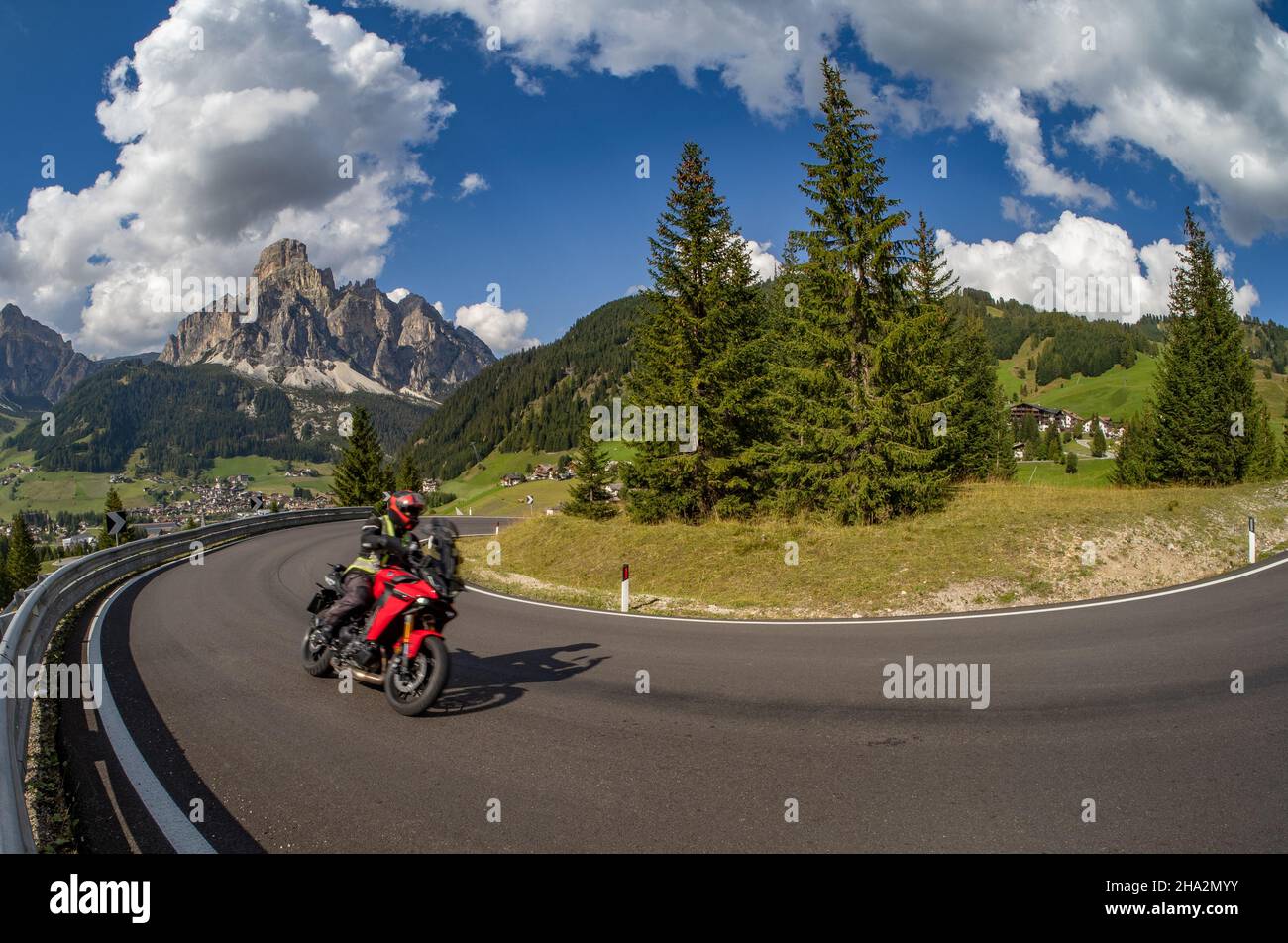 Motorcycle touring on Passo Campo Longo in Italy Stock Photo - Alamy