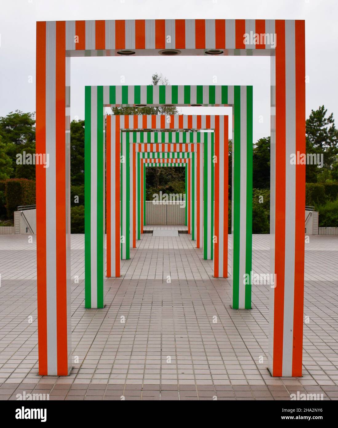 Colorful gates in a row on steps Stock Photo - Alamy