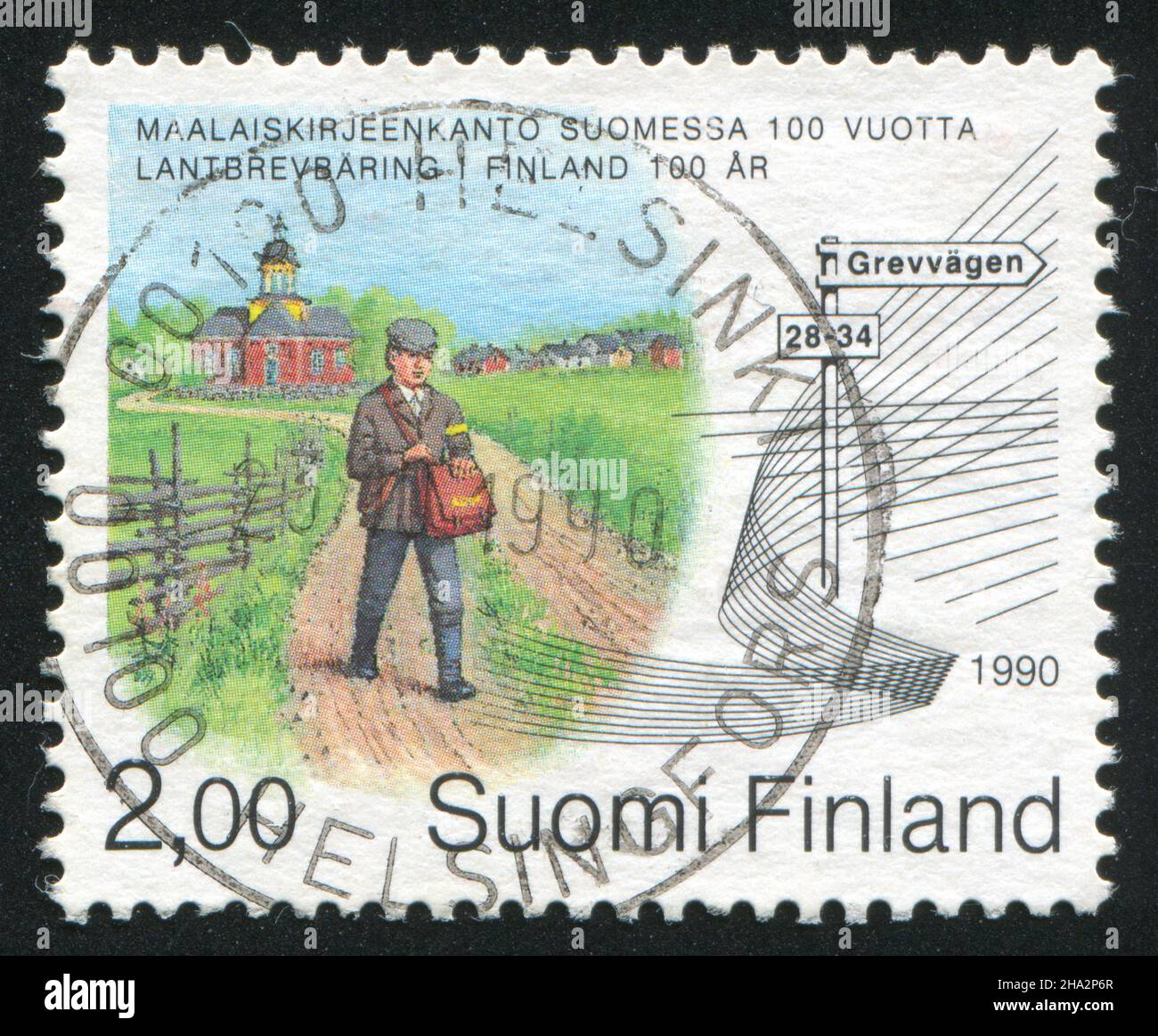 FINLAND - CIRCA 1990: stamp printed by Finland, shows Rural Postal ...