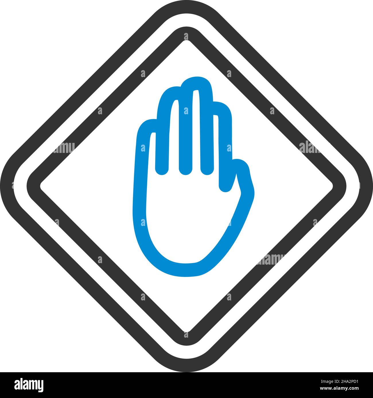 Icon Of Warning Hand. Editable Bold Outline With Color Fill Design ...