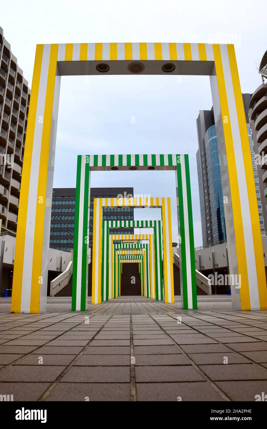 Colorful gates in a row on steps Stock Photo - Alamy