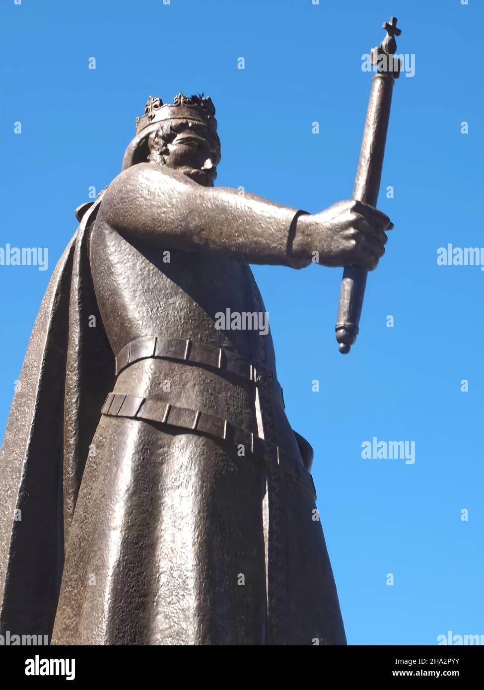 Sculpture of Afonso III at the city museum of Faro at the Algarve coast ...