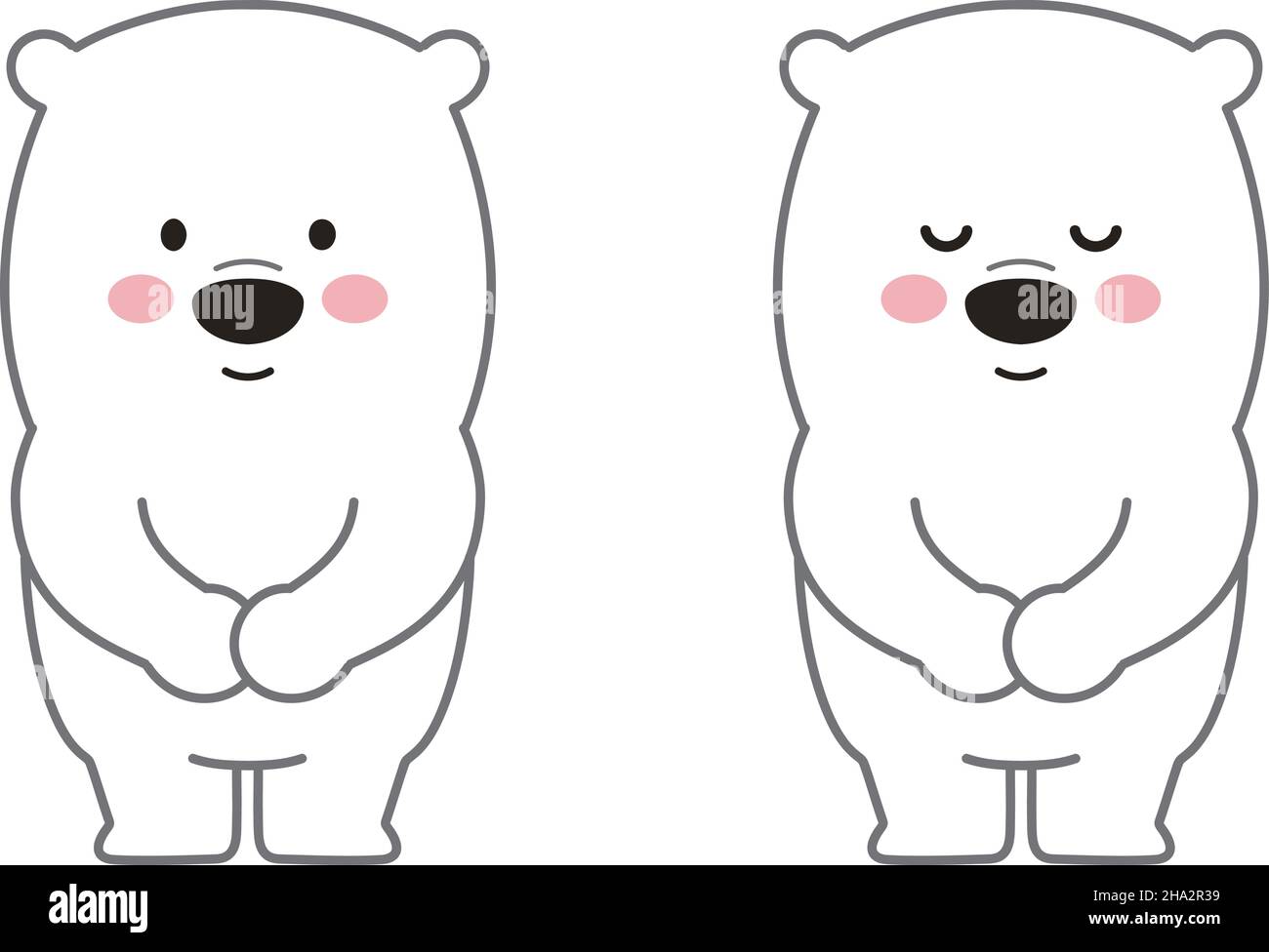 Set of polar bear bowing to someone. Vector illustration isolated on a ...