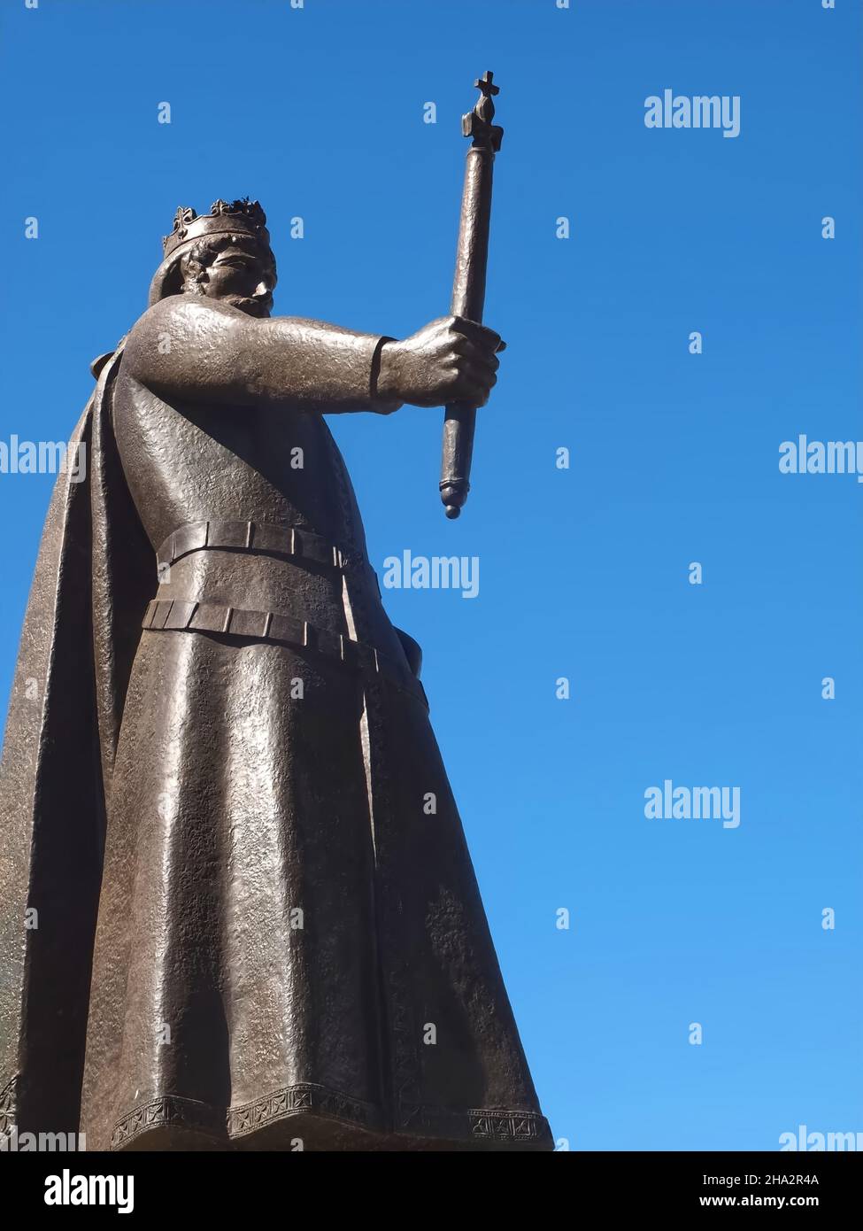 Sculpture of Afonso III at the city museum of Faro at the Algarve coast ...