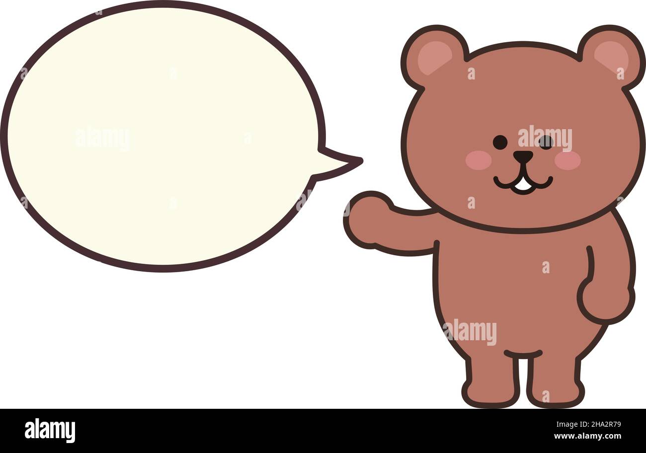 Bear talking to someone with a speech bubble. Vector illustration ...