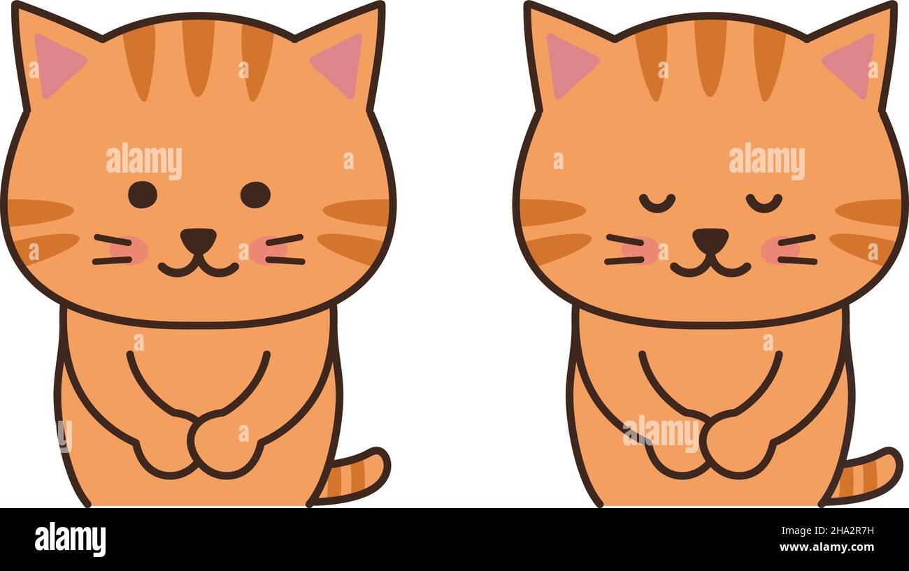 Portrait of tabby cats bowing to someone. Vector illustration isolated ...