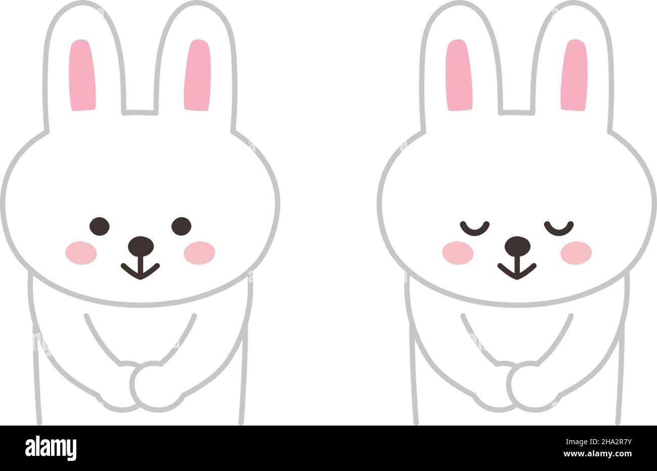 Portrait of rabbit bowing to someone. Vector illustration isolated on a ...