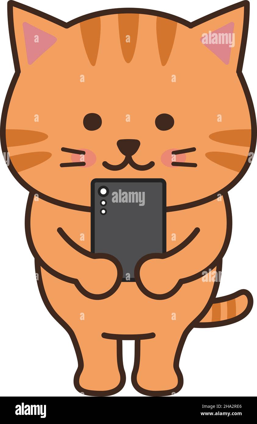 White cat play smartphone hi-res stock photography and images - Alamy