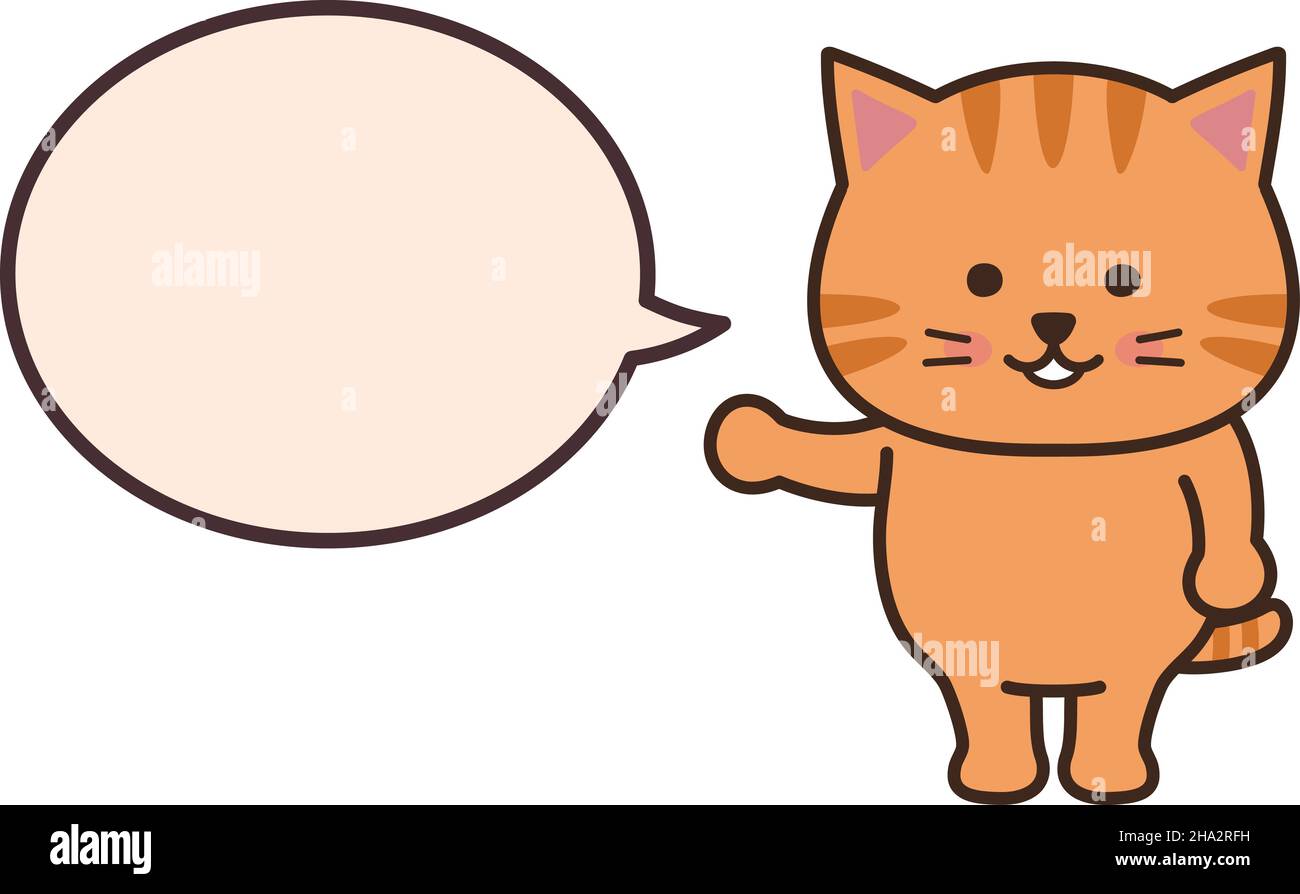 Tabby cat talking to someone with a speech bubble. Vector illustration ...