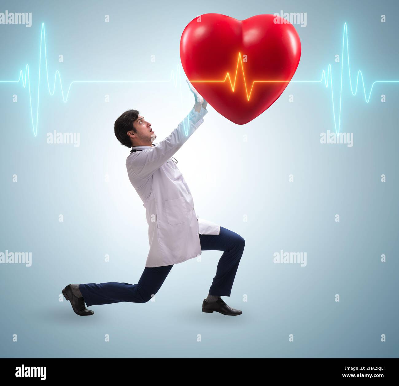 The doctor cardiologist supporting cardiogram heart line Stock Photo ...