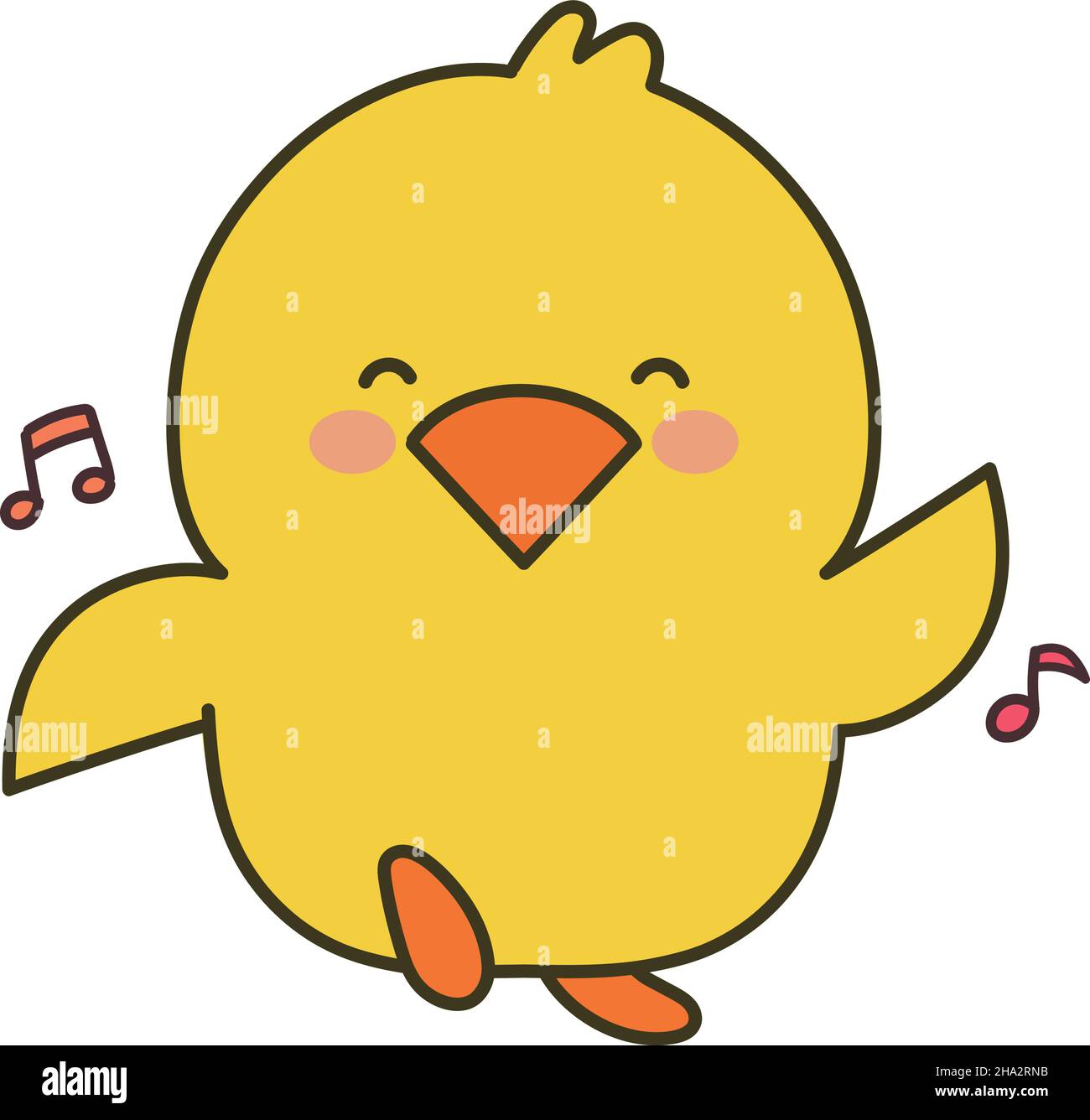 Chick dancing happily. Vector illustration isolated on a white ...