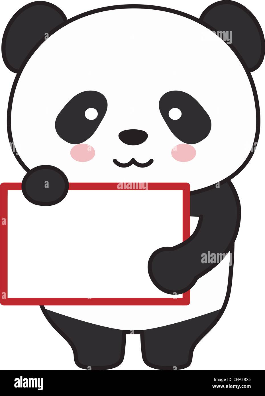 Panda with a blank sign. Vector illustration isolated on a white ...