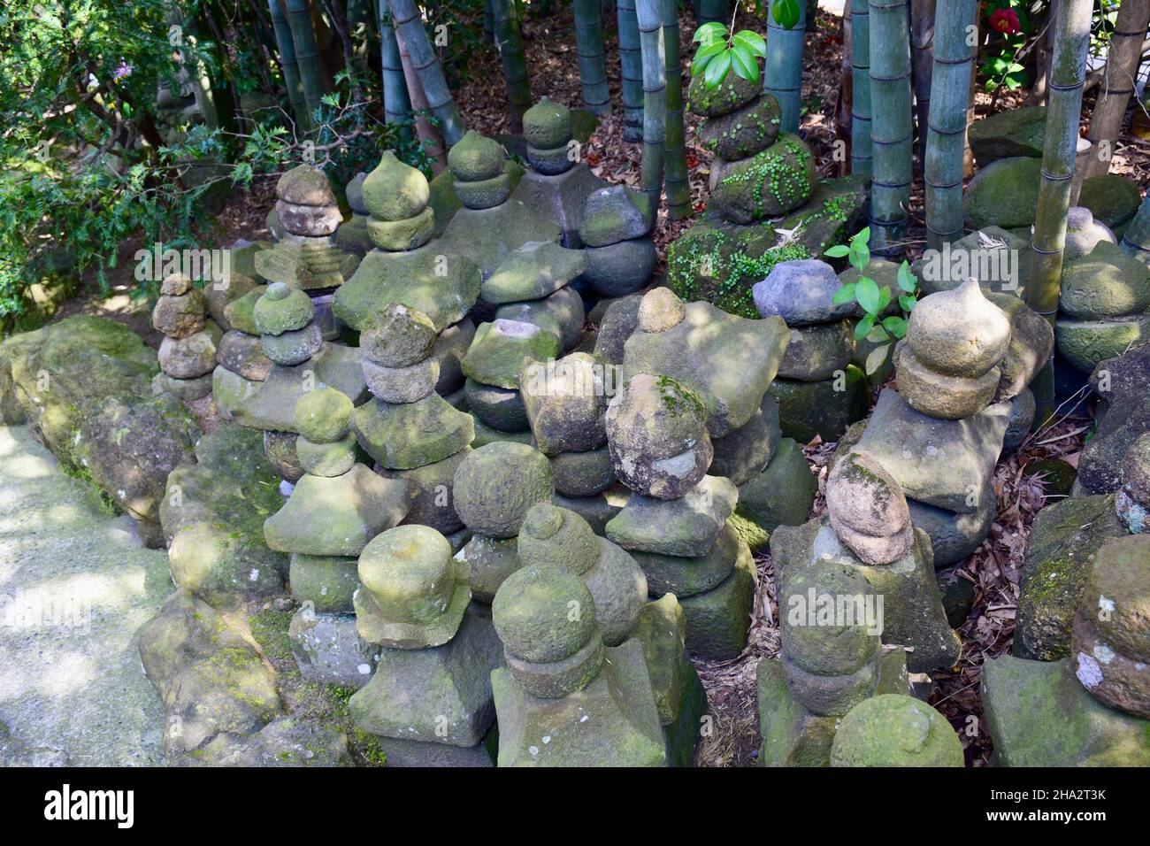 Rocks stacked in a temple in Japan Stock Photo - Alamy