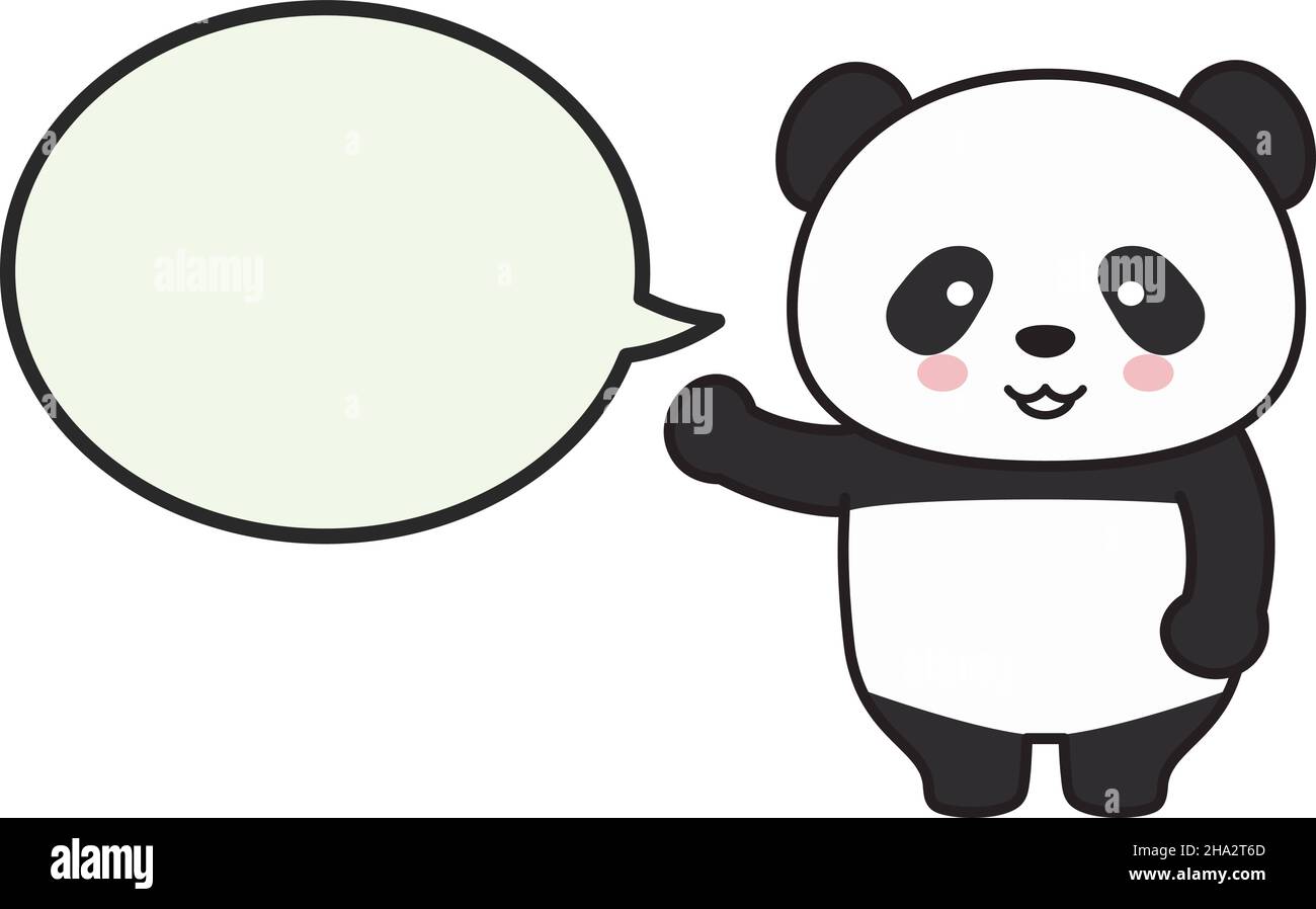 Panda talking to someone with a speech bubble. Vector illustration ...