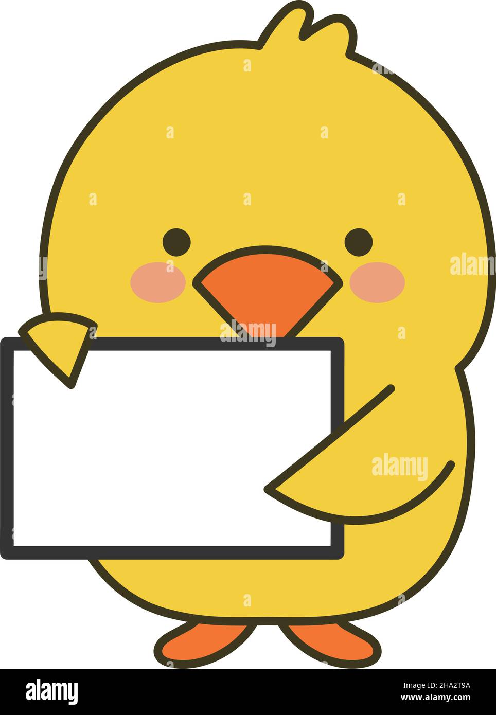 Chick with a blank sign. Vector illustration isolated on a white ...