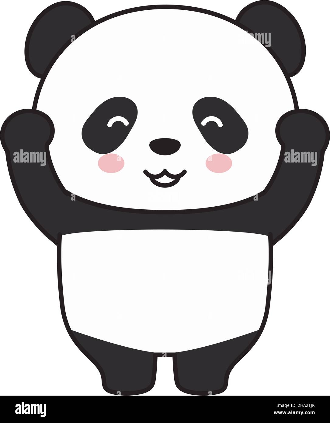 Panda feels great joy. Vector illustration isolated on a white ...