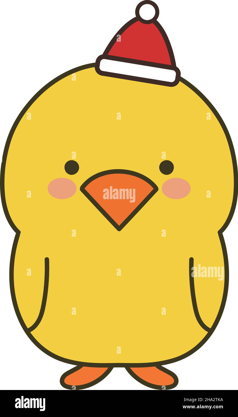 Chick wearing a Santa hat. Vector illustration isolated on a white ...