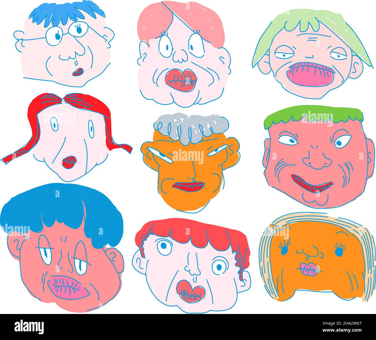This is a illustration of Unique uncle aunt face Stock Vector Image ...