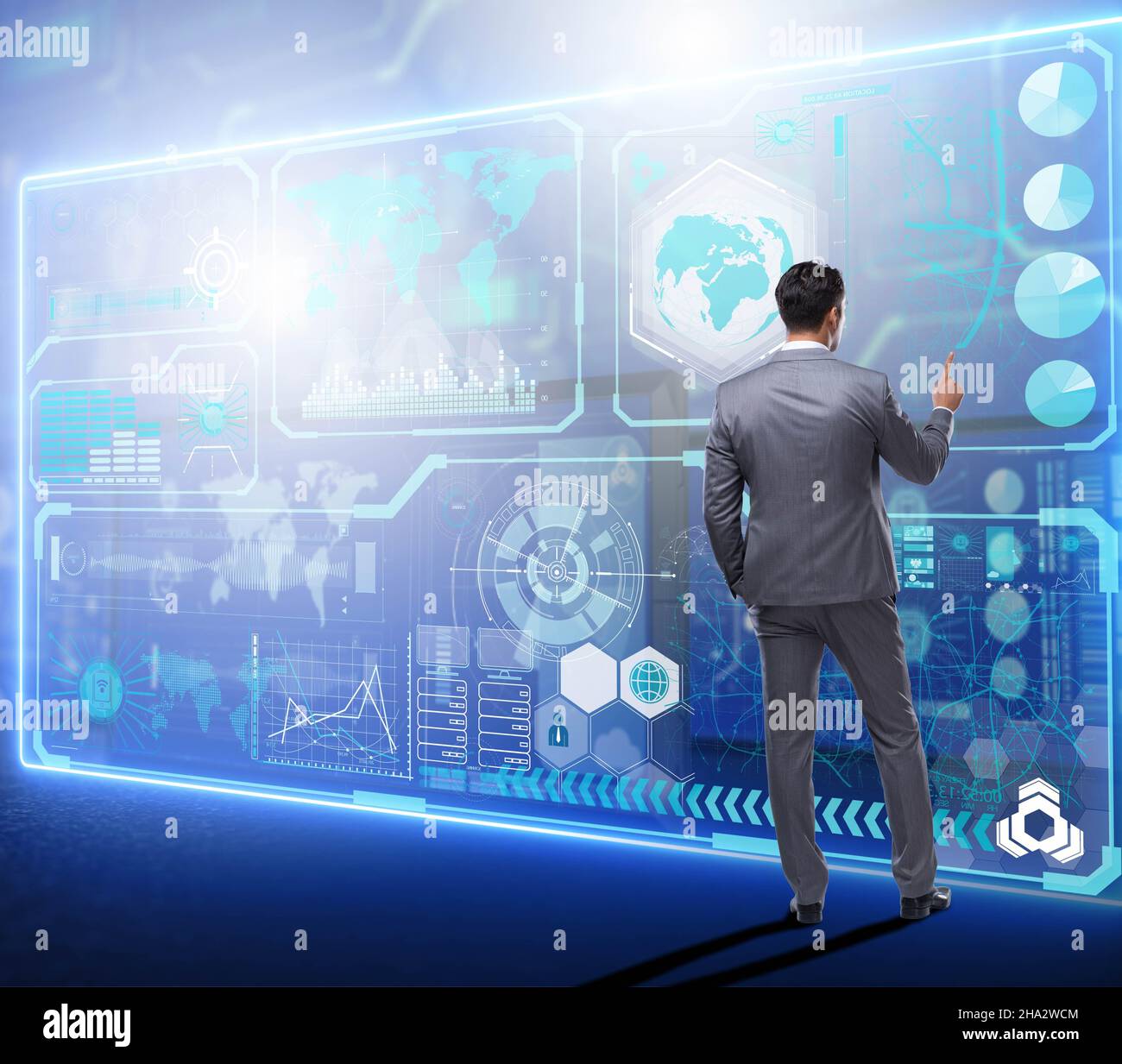 The businessman searching for big data Stock Photo - Alamy