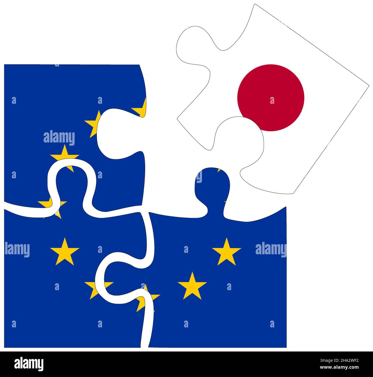 EU - Japan : puzzle shapes with flags, symbol of agreement or ...
