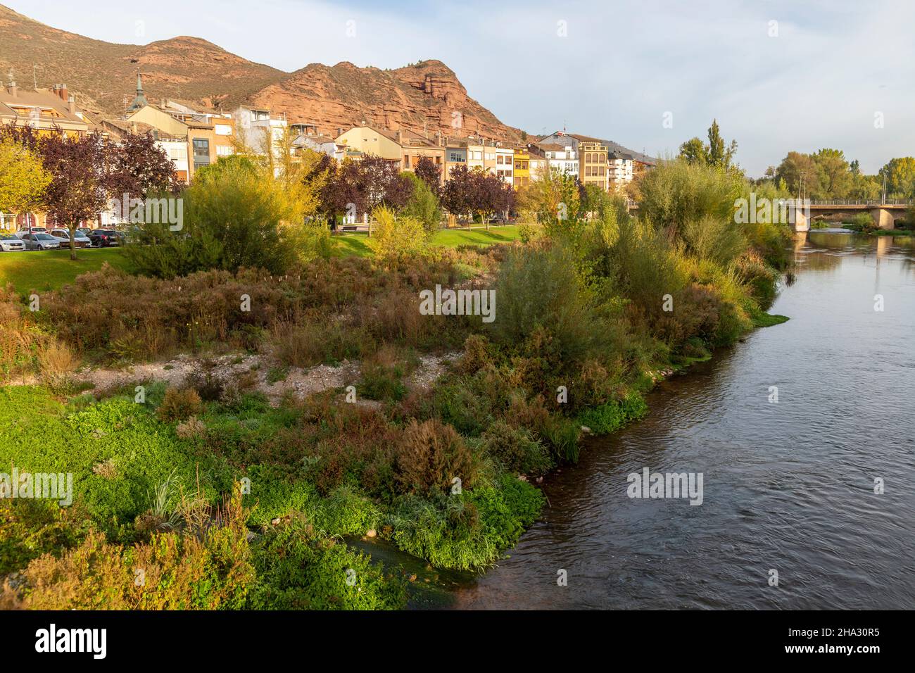 Rio Najerilla river town of Najera, La Rioja Alta, Spain Stock Photo ...