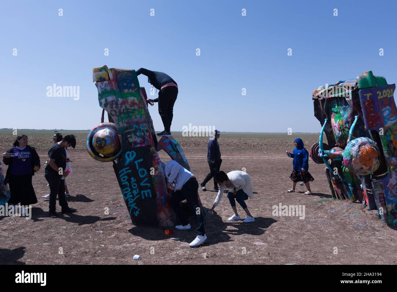 Amarillo, Texas, USA, Cadillac Ranch is a public art installation and ...