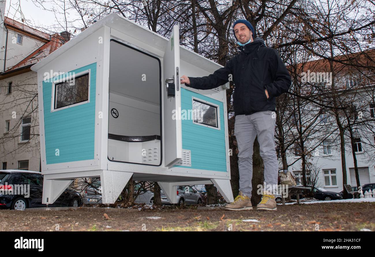 Ulm, Germany. 10th Dec, 2021. Designer Florian Geiselhart opens an ...