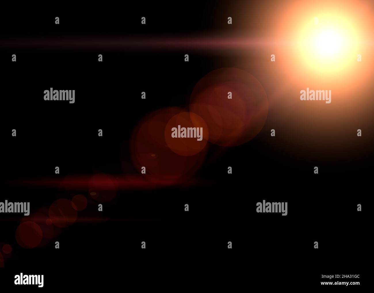 Abstract sunlights rays effect. Bright sun or laser cosmic rays ...