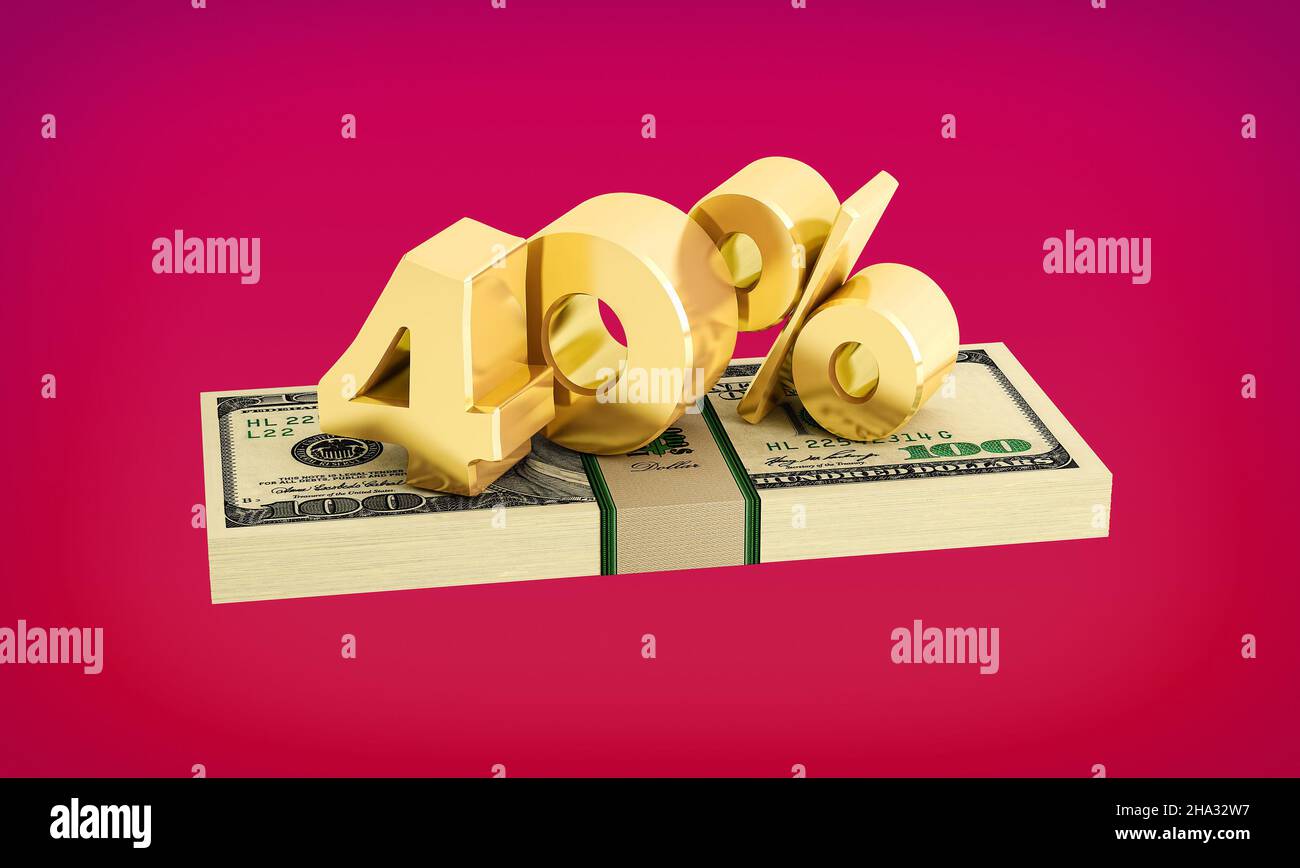 40% savings - discount - interest rate. 3D Rendering Stock Photo - Alamy