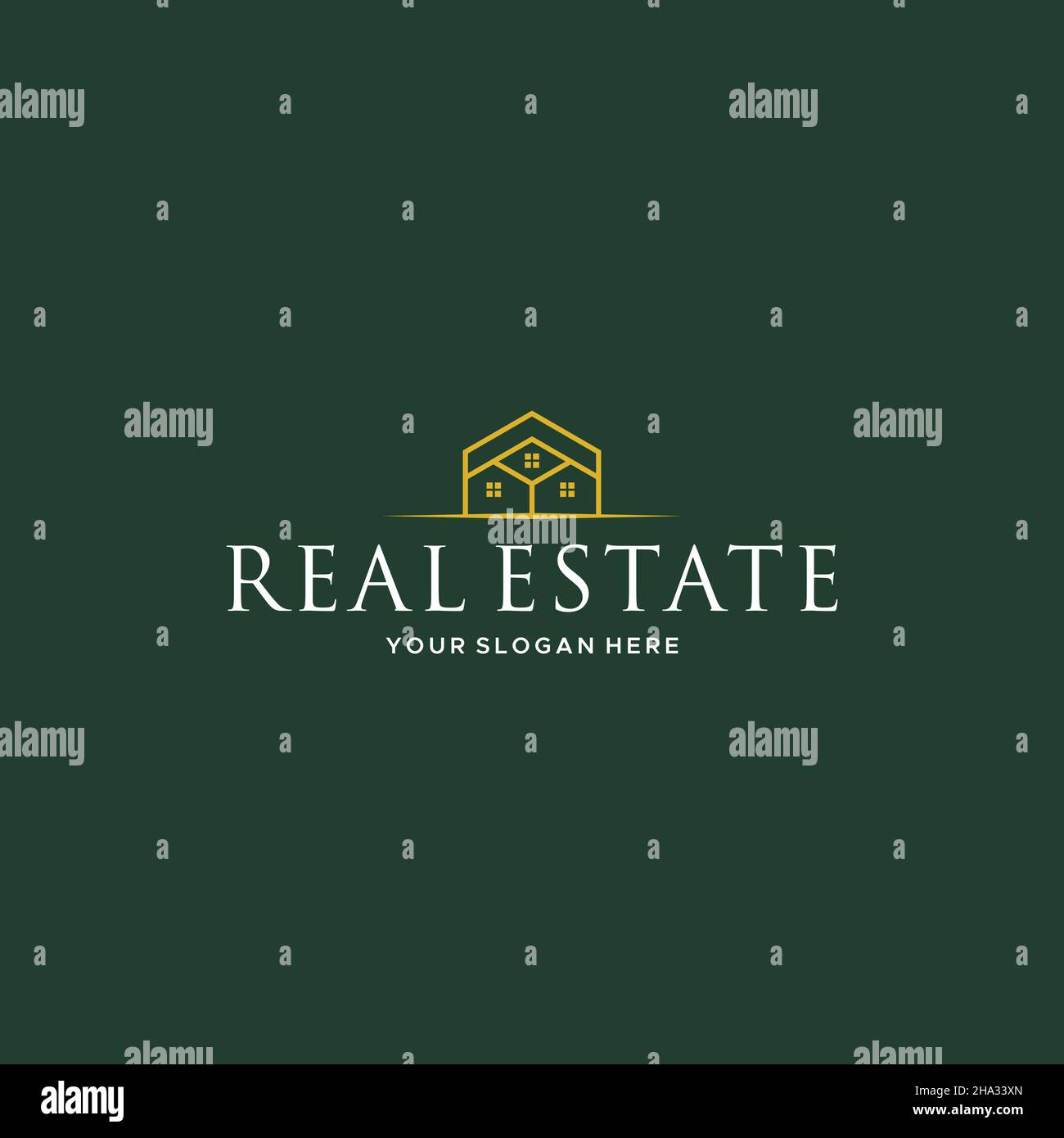 Flat line art REAL ESTATE building Logo design Stock Vector Image & Art ...