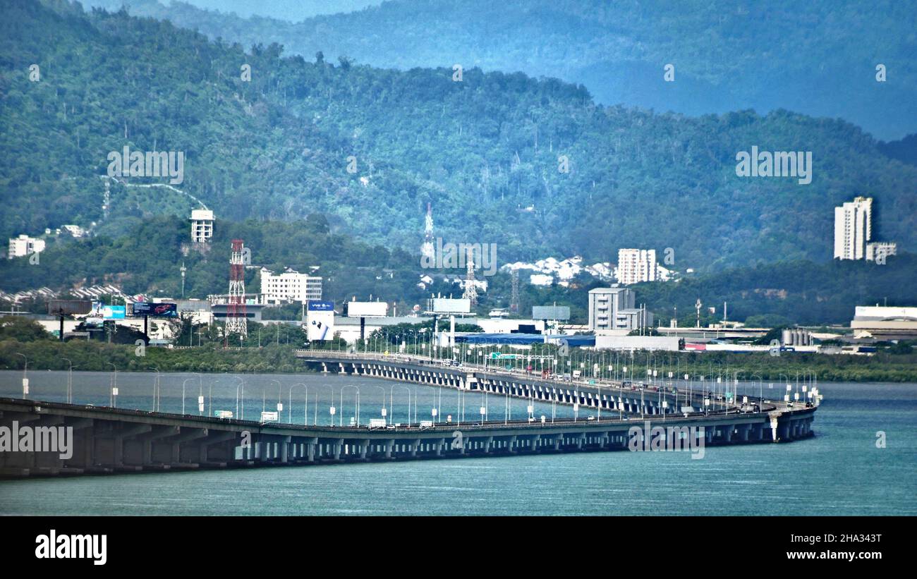 PENANG, MALAYSIA - Nov 18, 2021: The tail section of old Penang Bridge ...